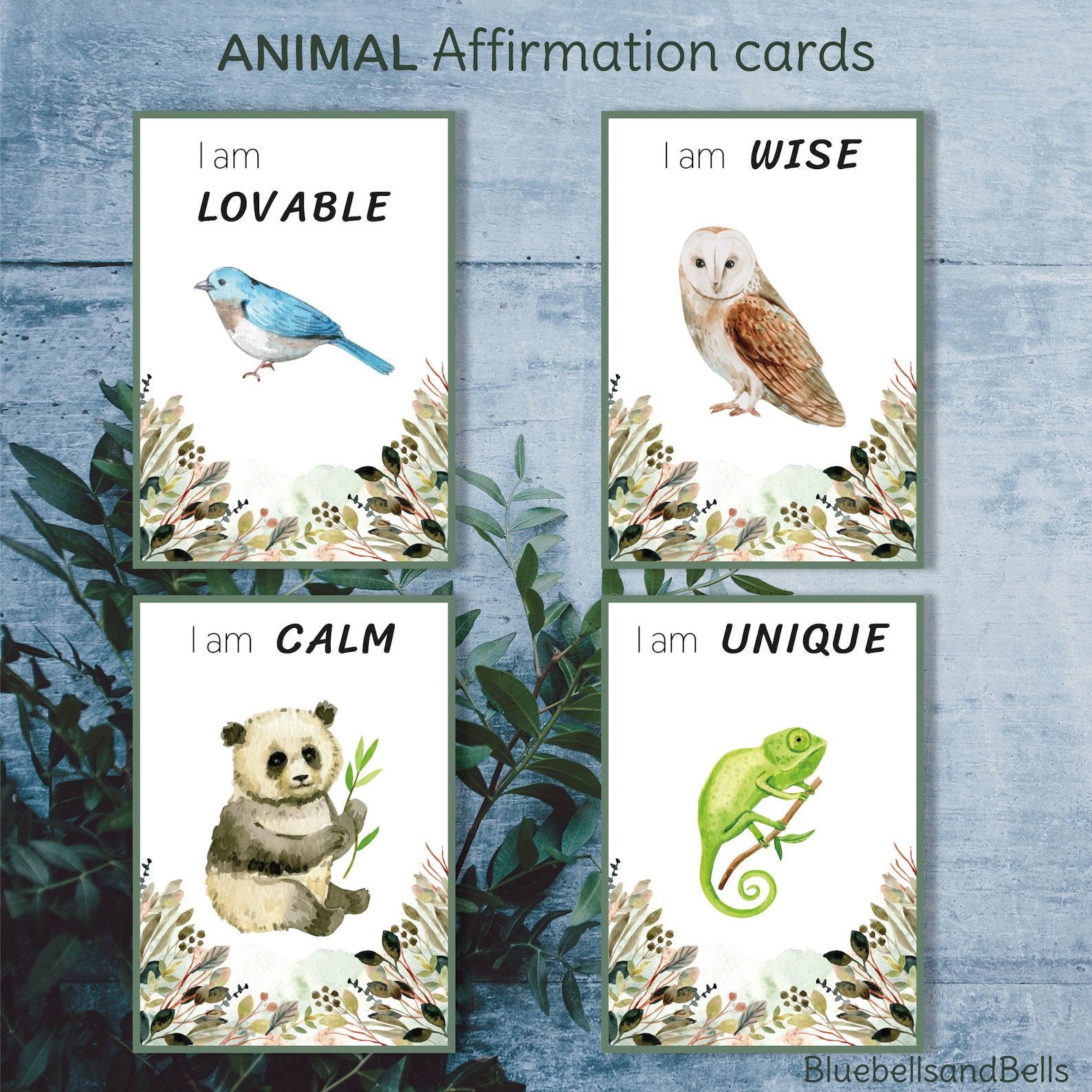 Animal Positive Affirmations Cards. Watercolor Kids Printable - Etsy