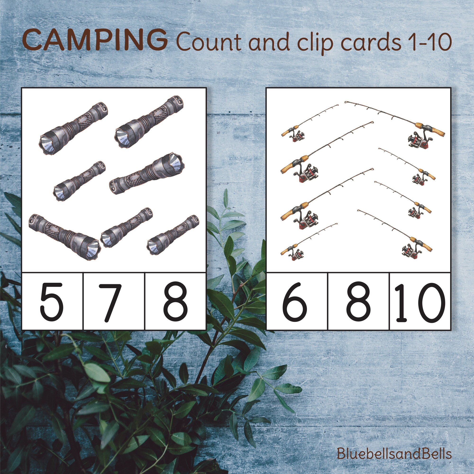 Camping Count and Clip Cards 1-10. Montessori Printable. - Etsy UK