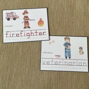 Occupations Cards Tracing Words. Handwriting Preschool Printable ...