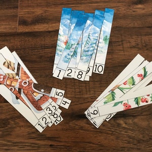 Number Sequence Puzzles Printable. Montessori Winter Preschool Activity ...