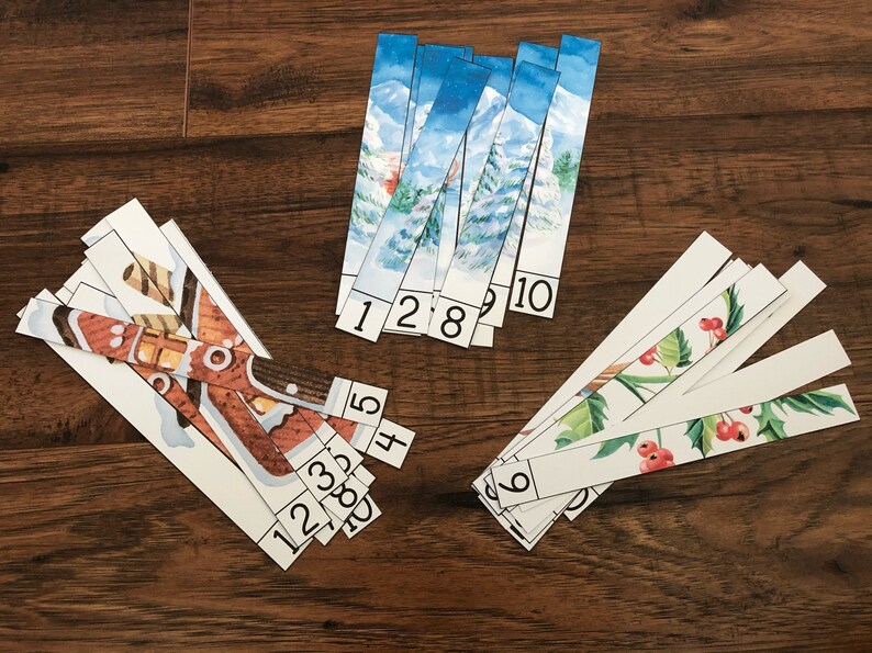 Number Sequence Puzzles Printable. Montessori Winter Preschool Activity ...