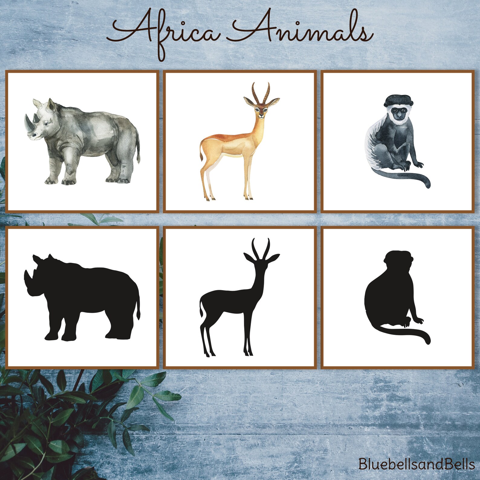 Africa Animal Shadow Matching Cards. Montessori Toddler - Etsy Canada