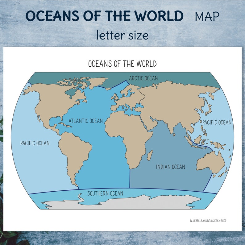 Oceans of the World Cards and Map. Geography Montessori - Etsy