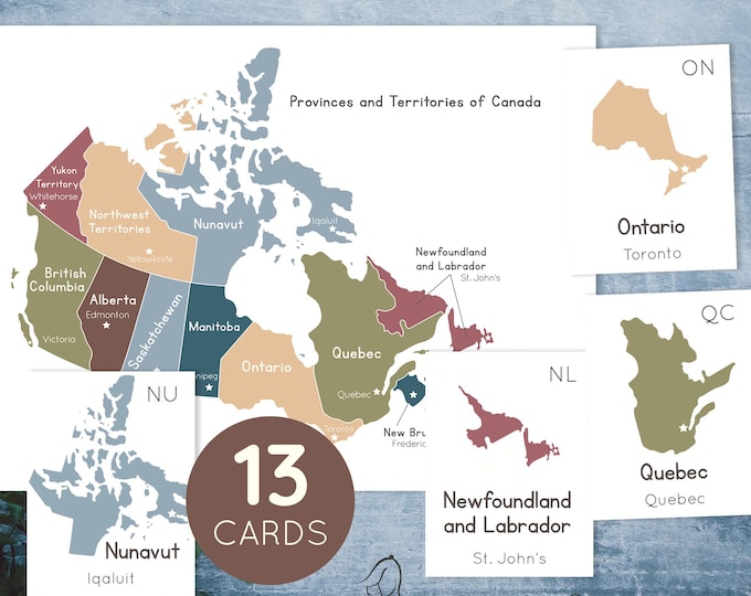 Digital Map of All Canadian Provinces With Their Flags and Their ...