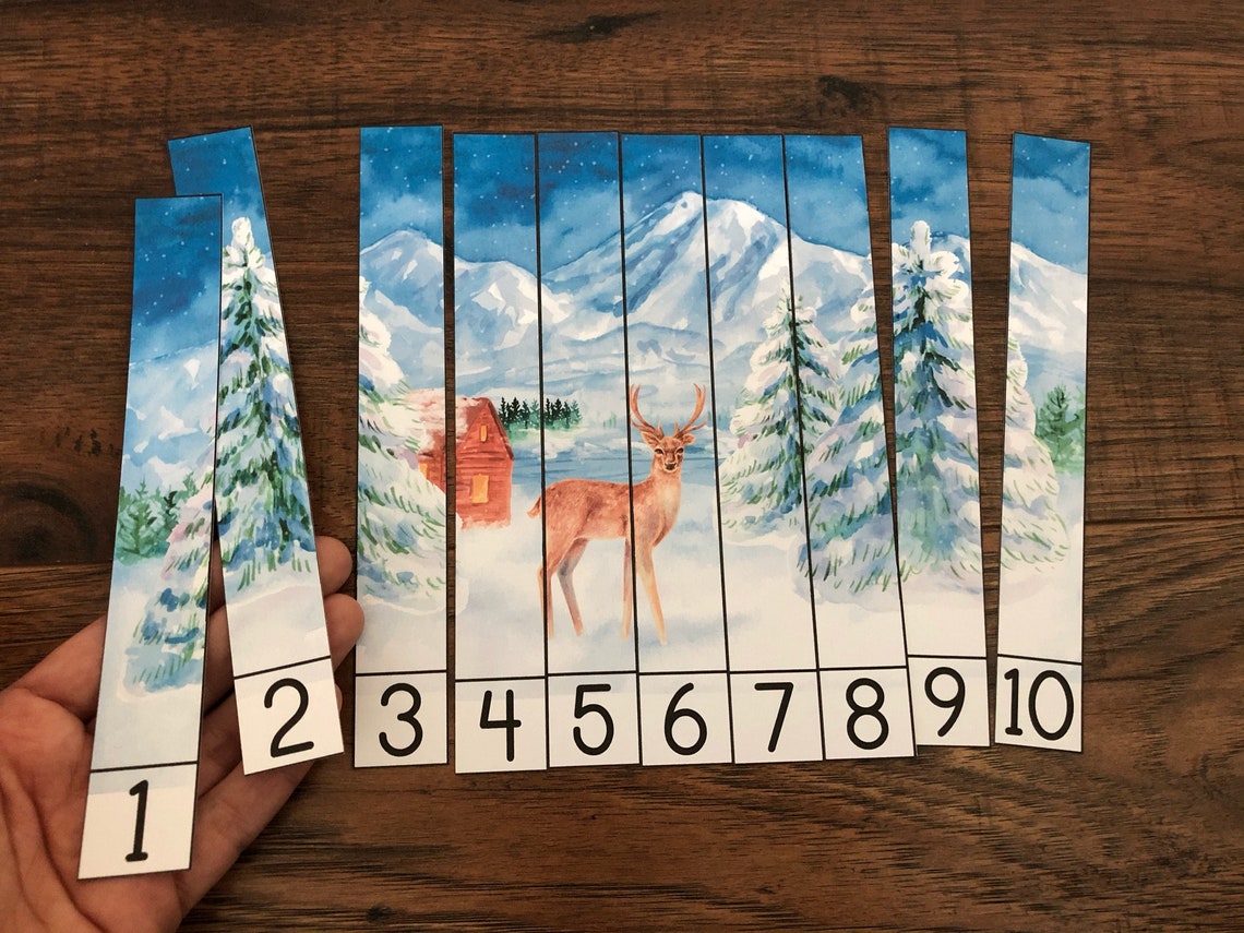 Number Sequence Puzzles Printable. Montessori Winter Preschool - Etsy
