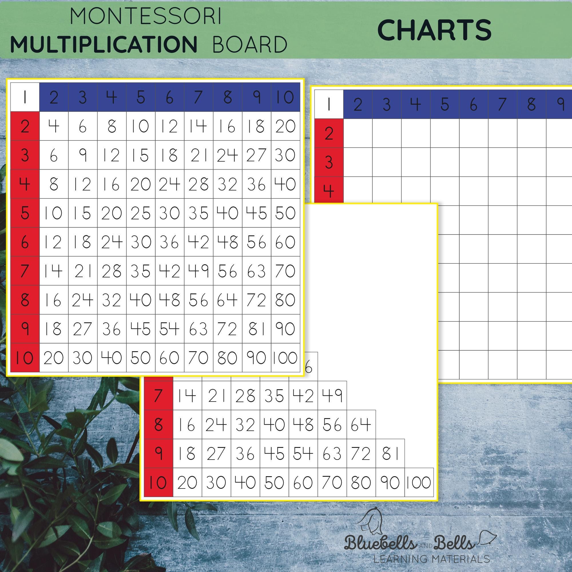 Montessori Multiplication Board Printable Charts, Booklets, Worksheets ...