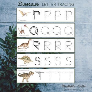 Dinosaur Alphabet Cards Tracing Letters. Preschool Montessori ...
