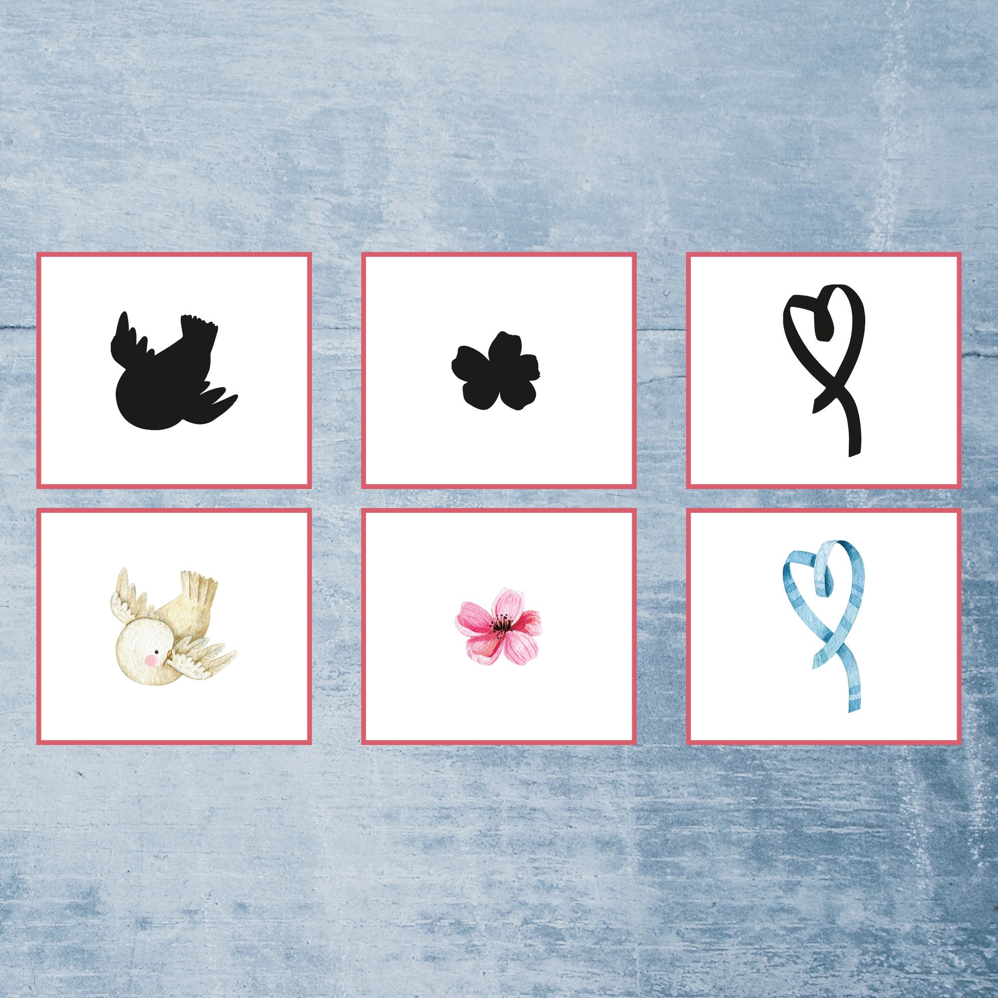 St. Valentines Day Shadow Matching Cards. Toddler Montessori Printable ...