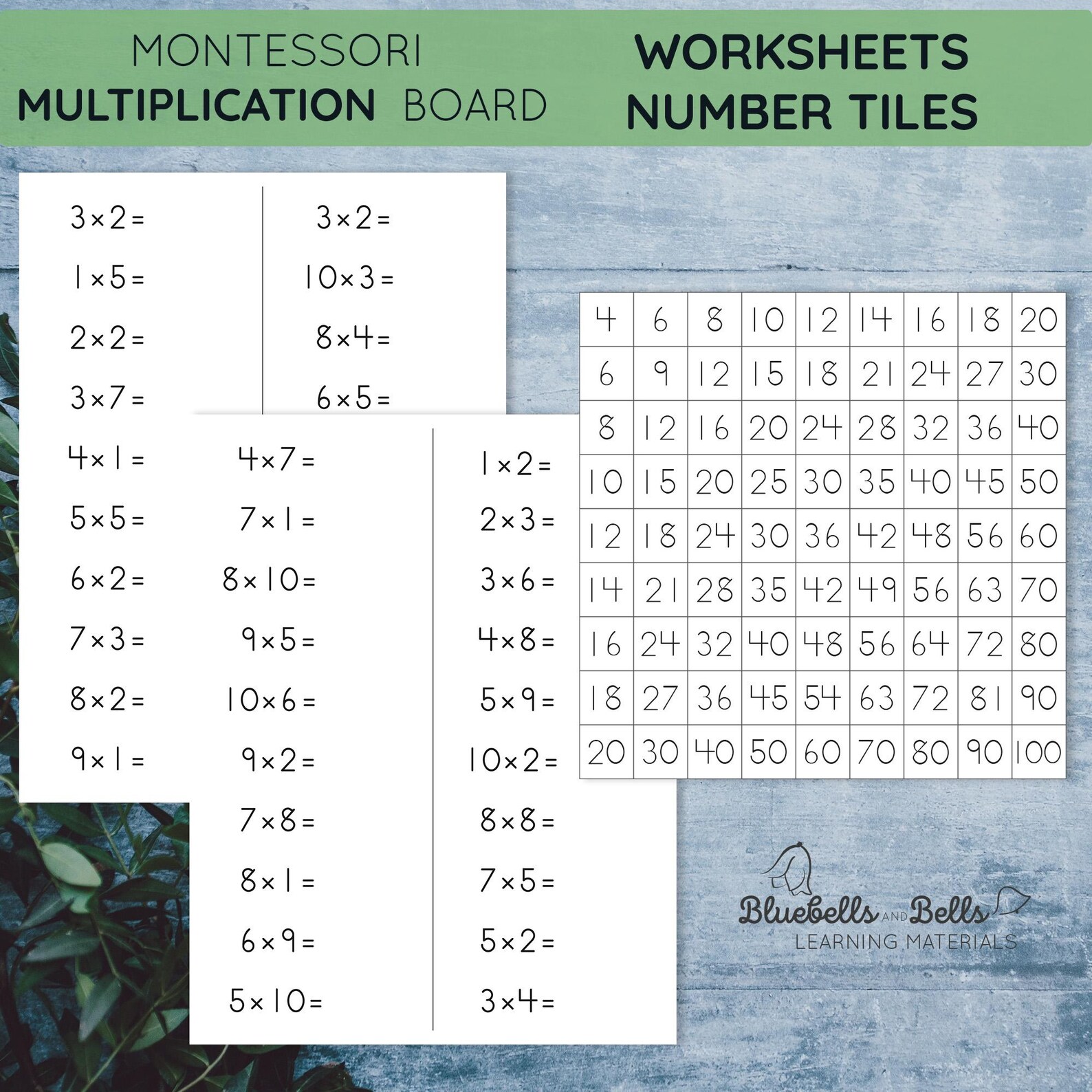 Montessori Multiplication Board Printable Charts, Booklets, Worksheets ...