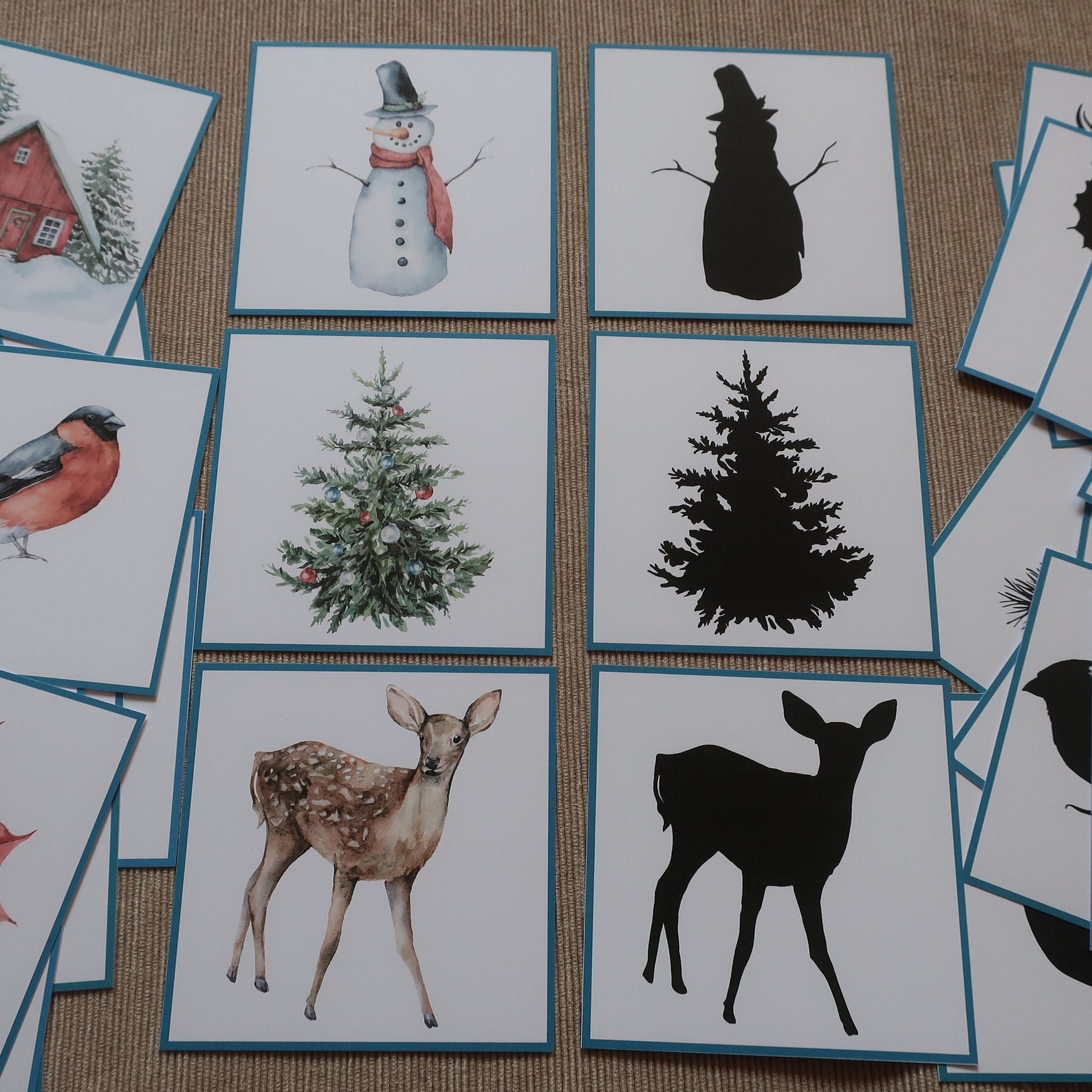 Montessori Printable Christmas Shadow Matching Cards. Winter | Etsy