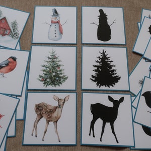 Montessori Printable Christmas Shadow Matching Cards. Winter Preschool ...