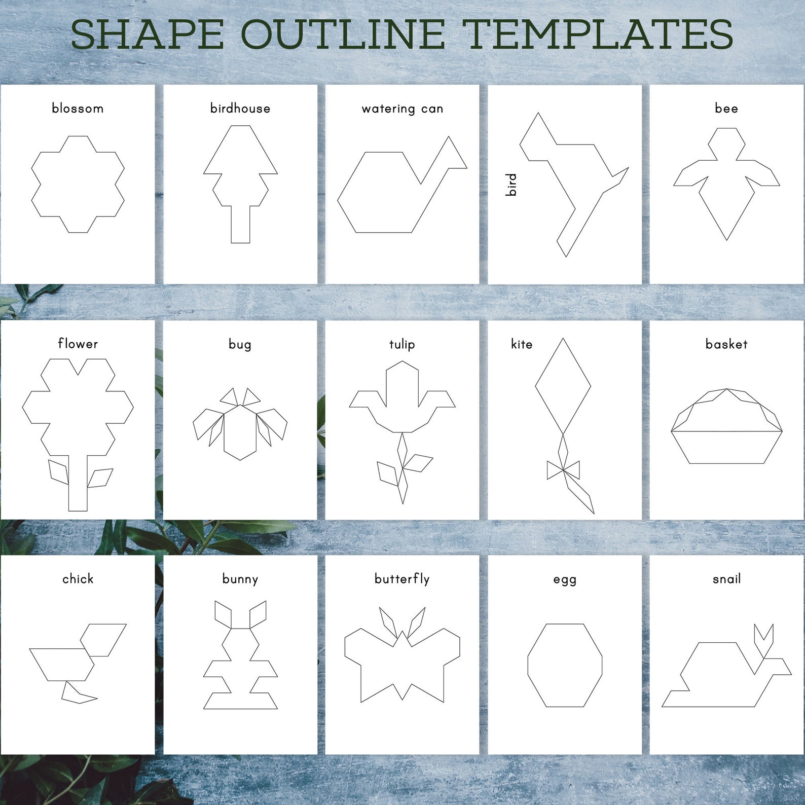 Spring Pattern Blocks Templates. Spring Printable Preschool - Etsy