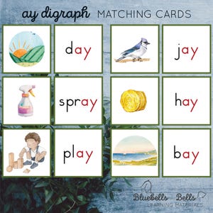 Montessori Printable Green Series Word and Picture Matching Cards ...