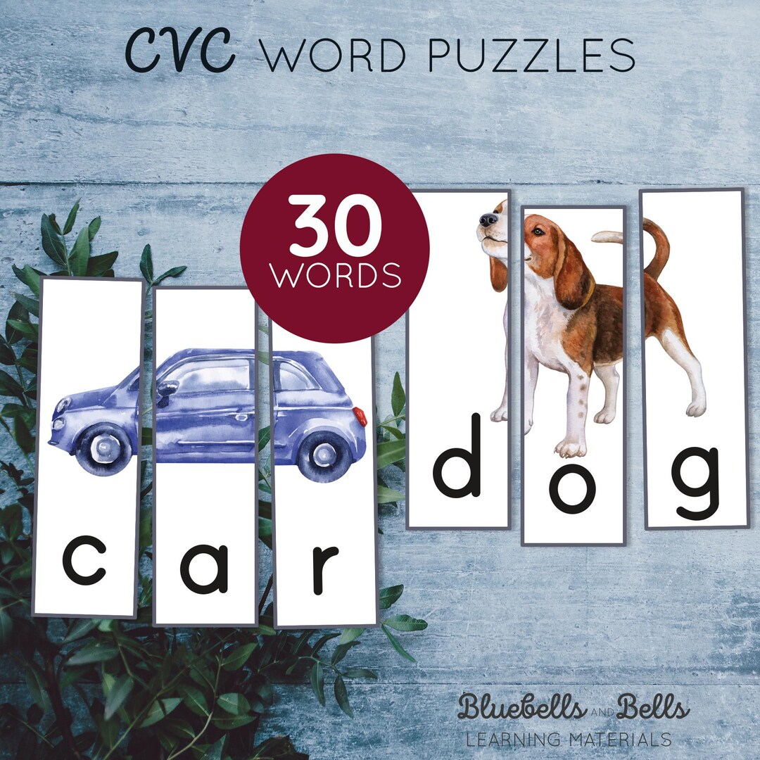 Phonics Preschool Printable CVC Word Puzzles. Montessori Toddler ...