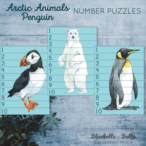 Arctic Animals Preschool Printable Puzzles 1-10. Penguin Number ...