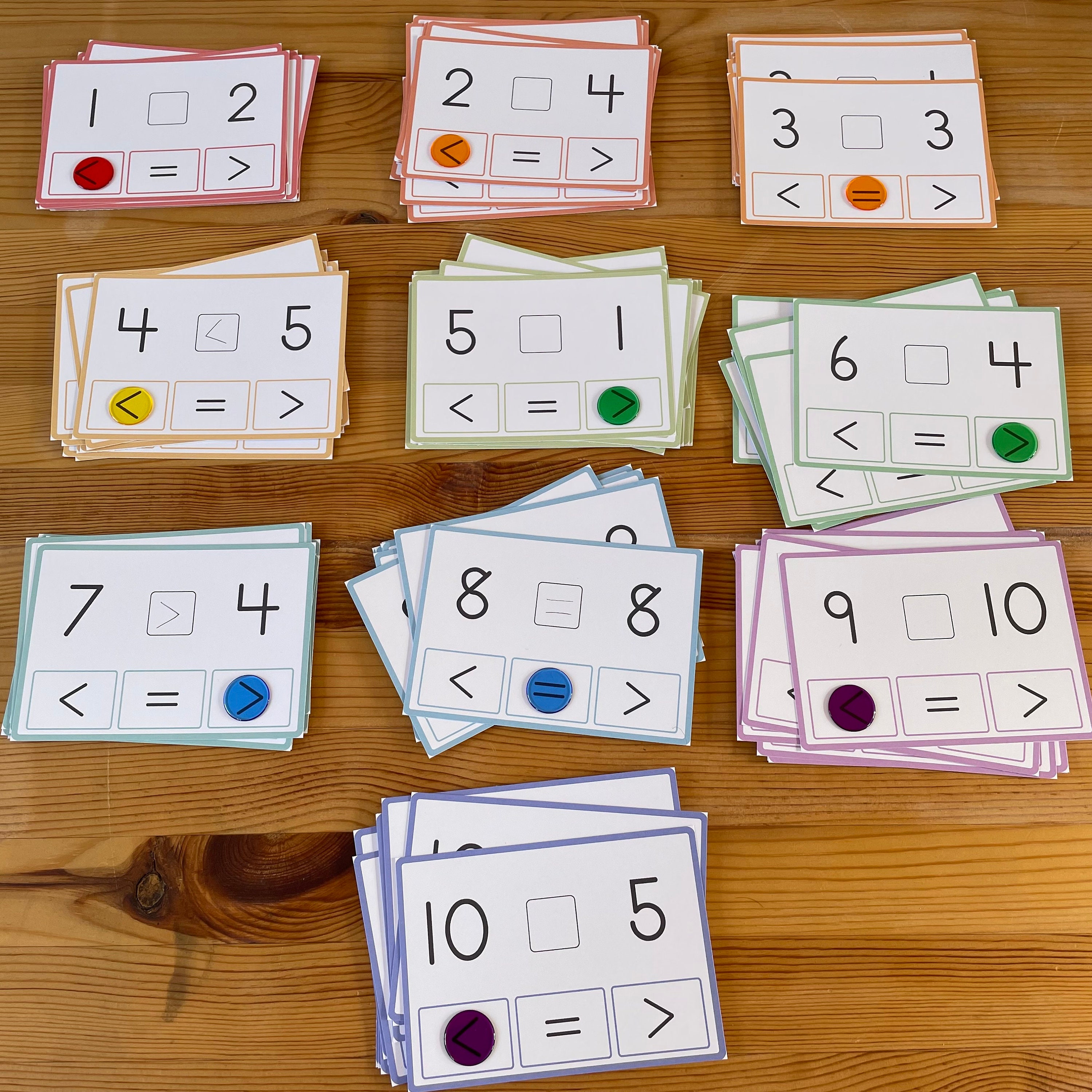 Comparing Numbers 1-10 Clip Cards. More Than Less Than Preschool and ...