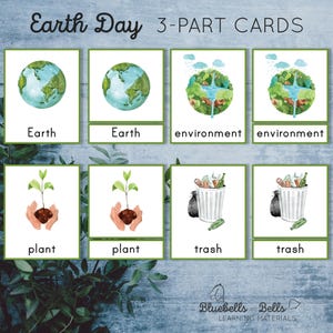 Earth Day Montessori 3 Part Cards. Ecology Vocabulary Cards. Preschool ...
