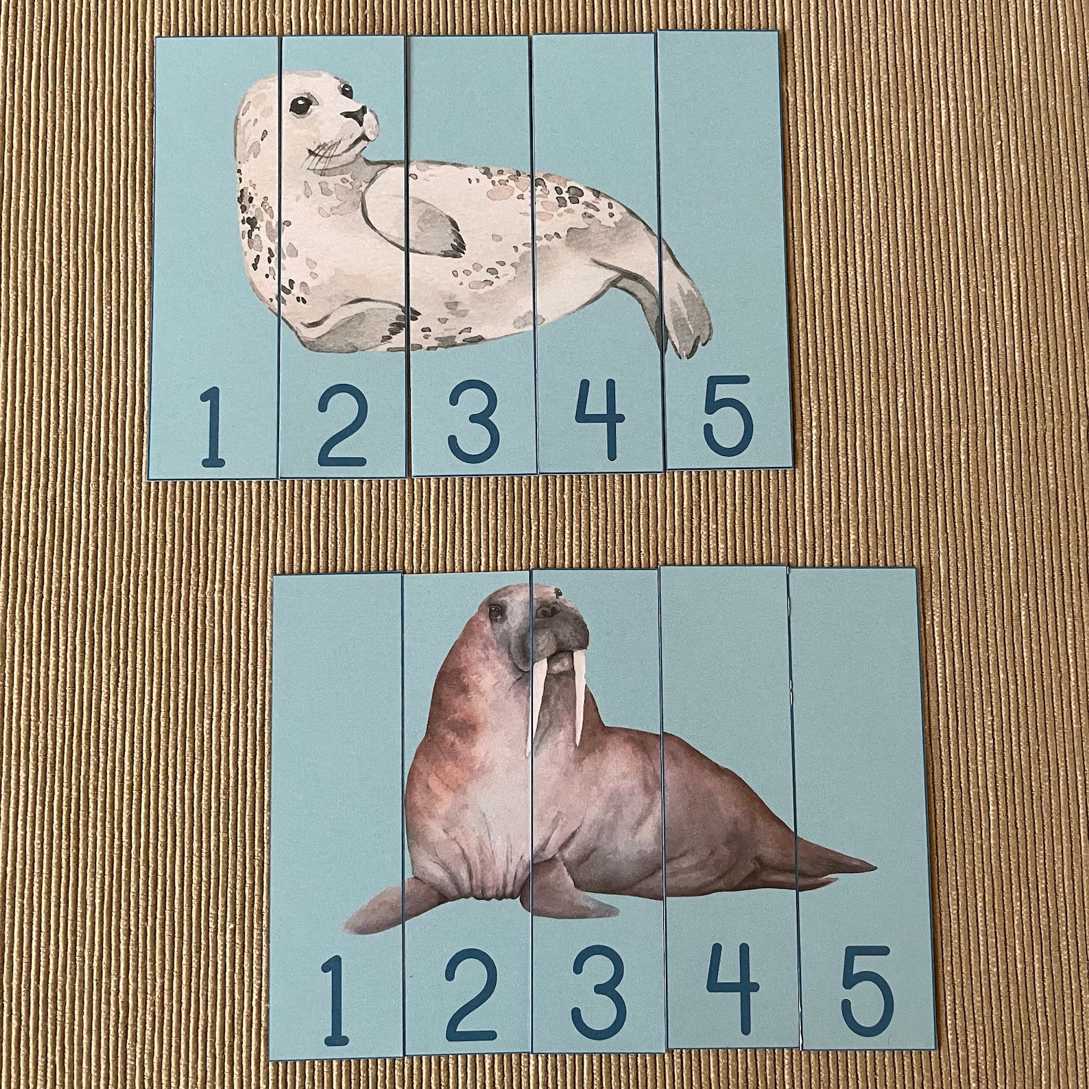 Toddler Arctic Animals Puzzle 1-5 Number. Penguin Printable Math ...