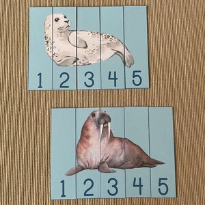 Toddler Arctic Animals Puzzle 1-5 Number. Penguin Printable Math ...