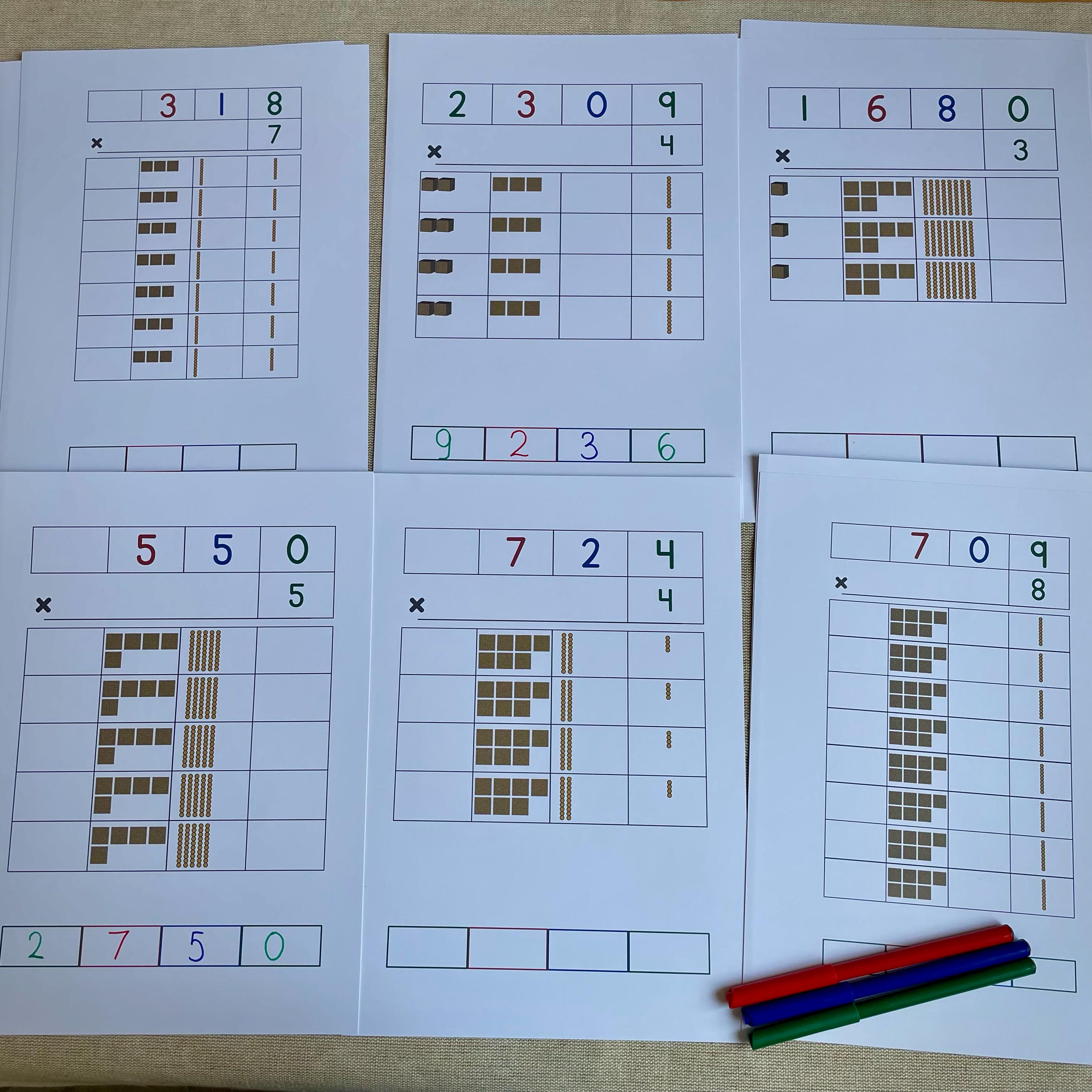 Montessori Golden Beads Multiplication Printable Task Cards. - Etsy