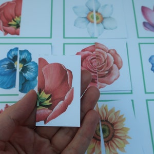 Montessori Spring Flower Puzzle. Toddler Matching Halves Activity ...