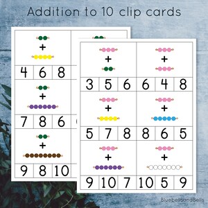 Montessori Addition Colored Beads Clip Cards. Montessori | Etsy