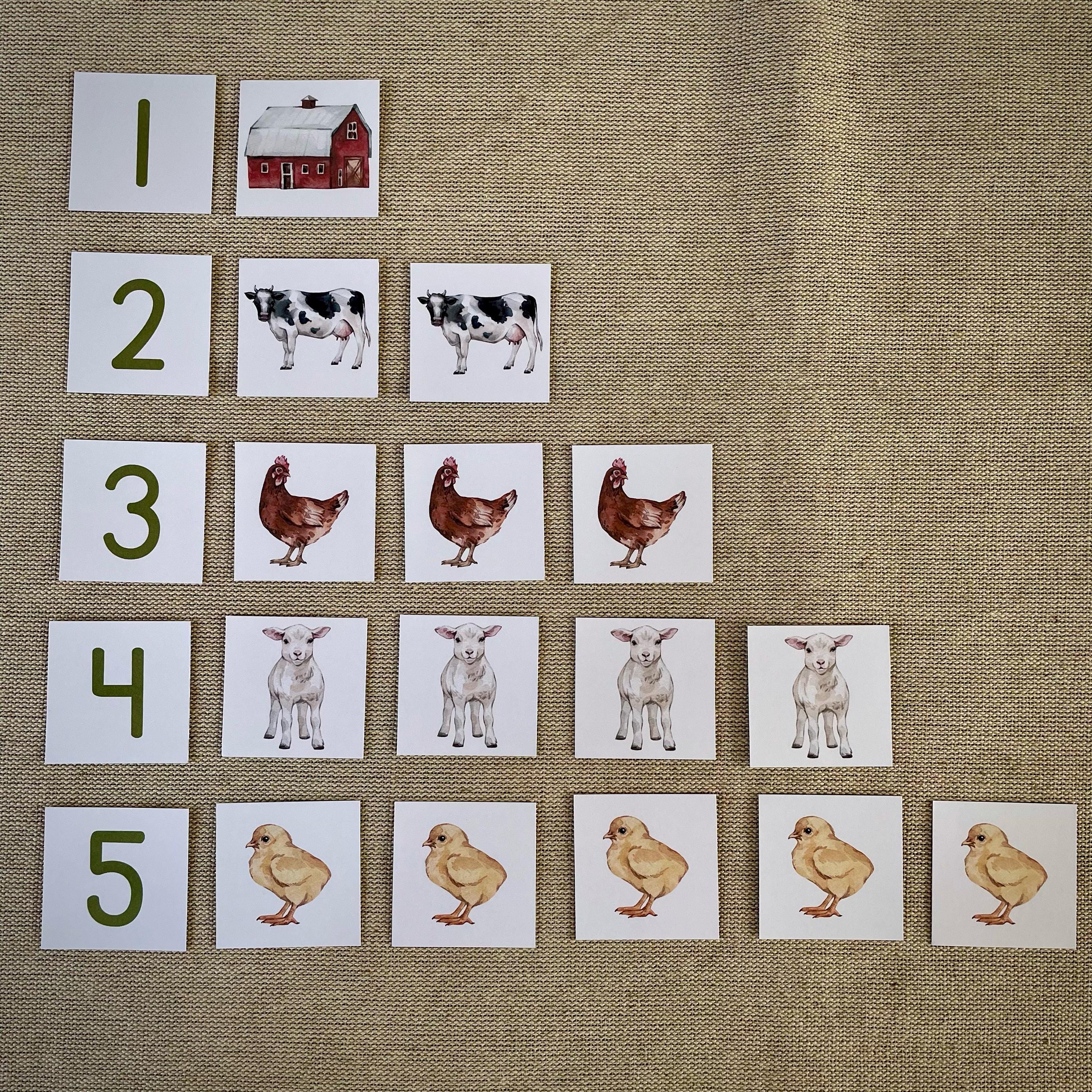 Number Chart 1-10 Printable. Farm Animal Montessori Math Counters ...