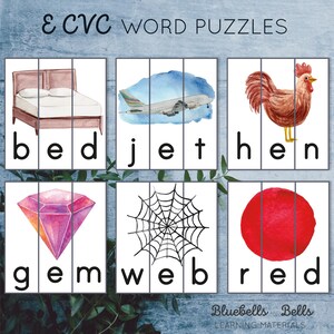 Phonics Preschool Printable CVC Word Puzzles. Montessori Toddler ...