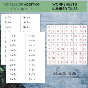 Montessori Addition Strip Board Printable Charts, Booklets, Equation ...