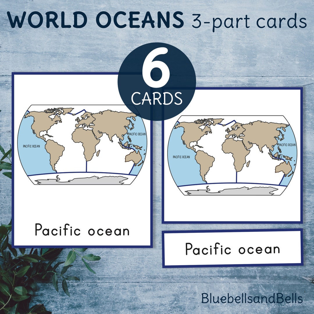 Oceans of the World 3 Part Cards. Montessori Geography Printable ...