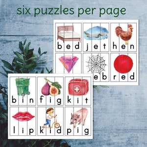 Phonics Preschool Printable CVC Word Puzzles. Montessori Toddler ...