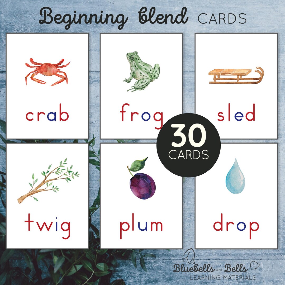 Blends Flashcards. Beginning Blend Printable. CCVC Words Preschool and ...