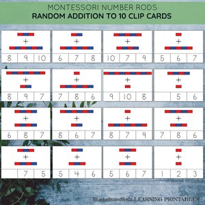 Montessori Addition Worksheets Number Rods. Kindergarten and 1st Grade ...