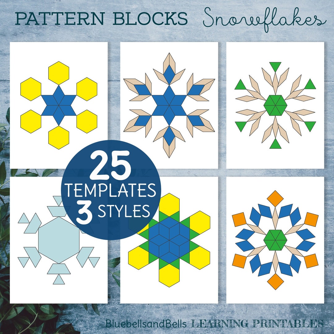Snowflake Pattern Blocks Templates. Winter Preschool and Kindergarten ...