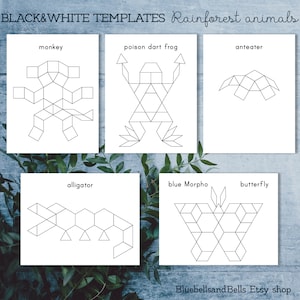 Rainforest Animals Pattern Blocks. Preschool Shape Matching Activity ...