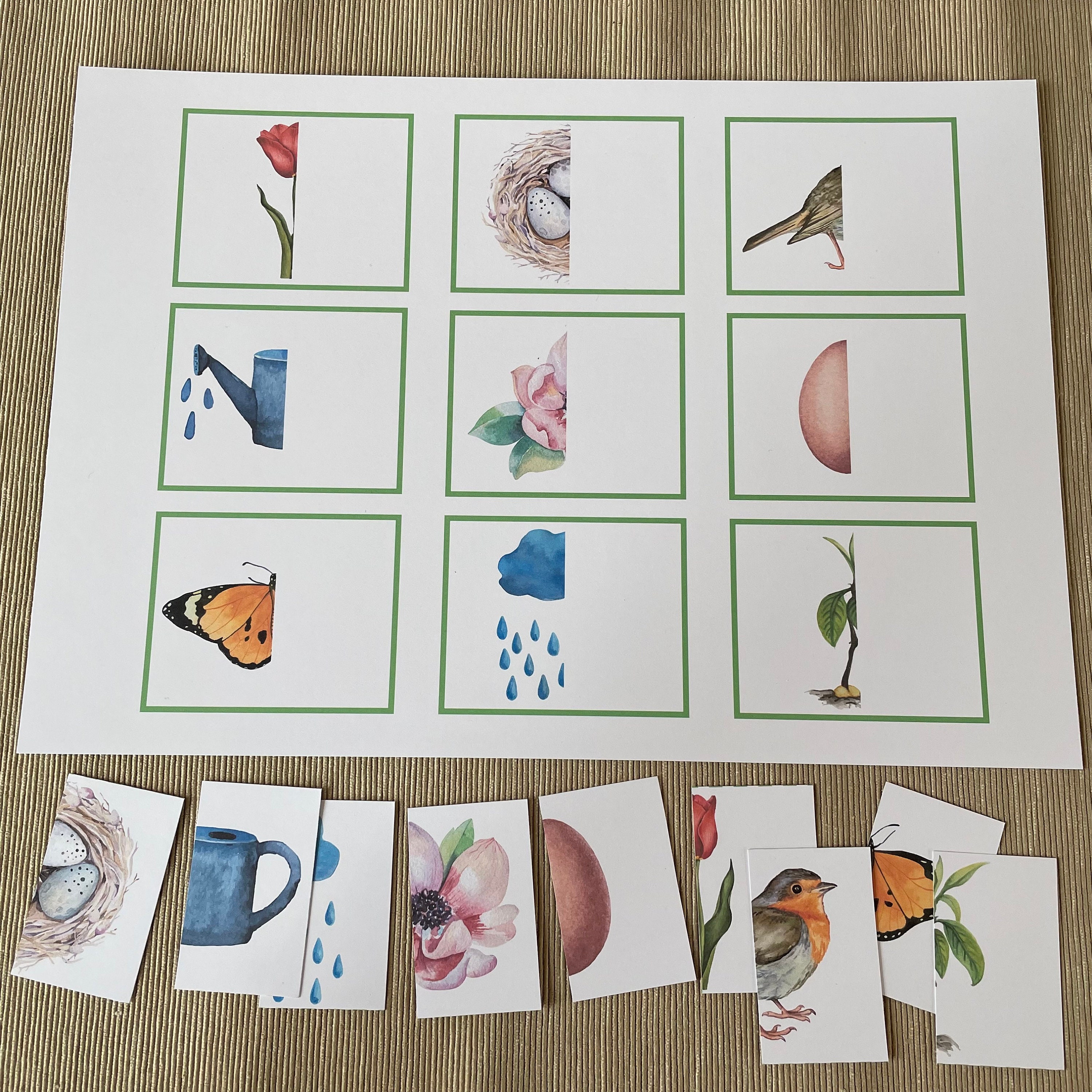 Montessori Spring Printable Puzzle Halves Matching. Toddler Busy Book ...