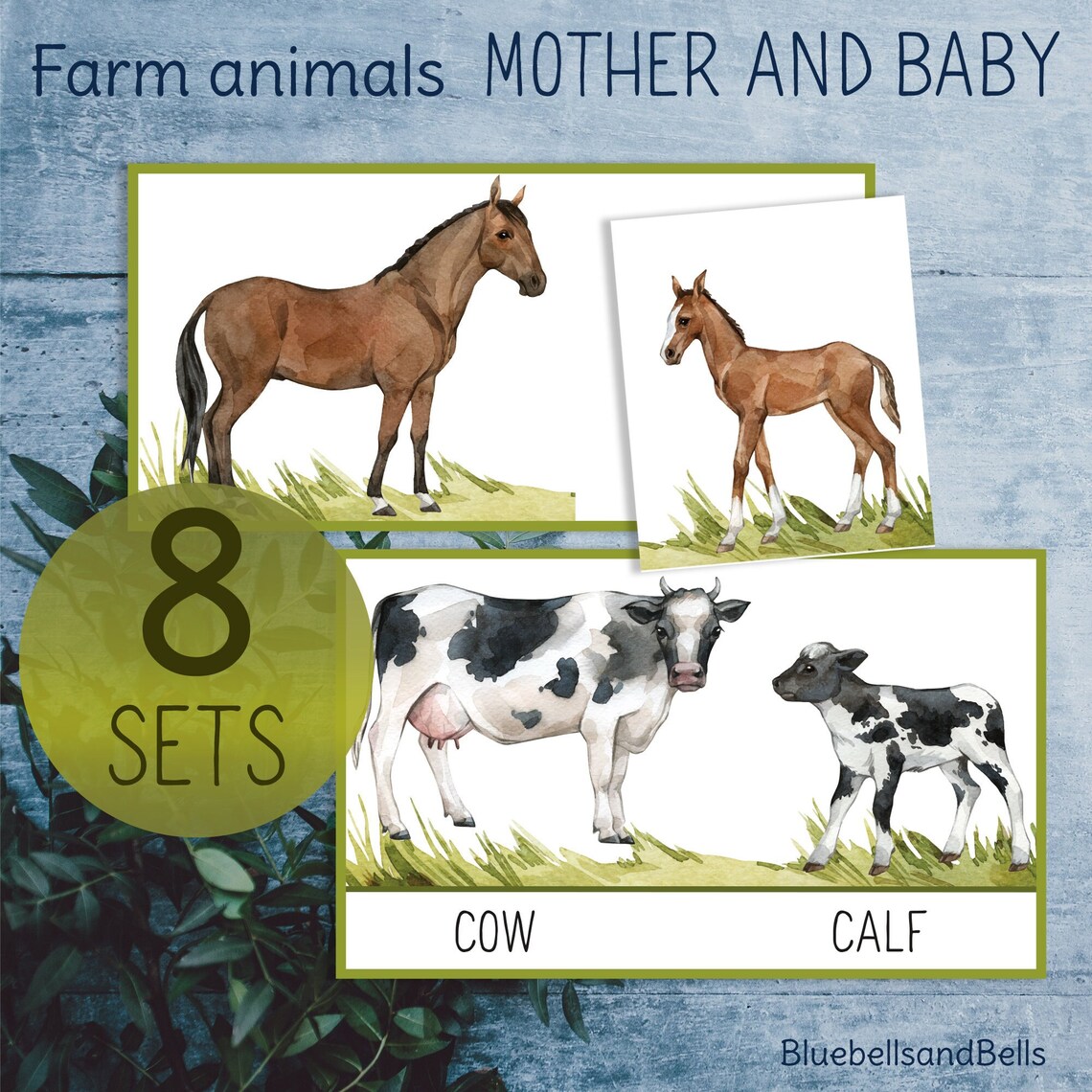 Mother and Baby Farm Animal Matching Cards and Flash Cards. - Etsy