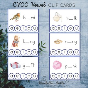 Missing Vowel Clip Cards. Consonant Blends. Montessori Phonics ...