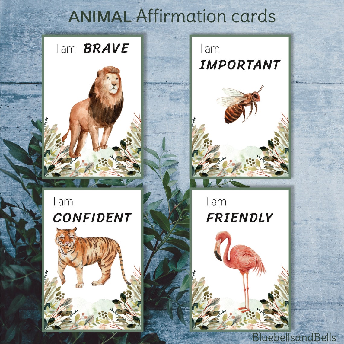 Animal Positive Affirmations Cards. Watercolor Kids Printable - Etsy