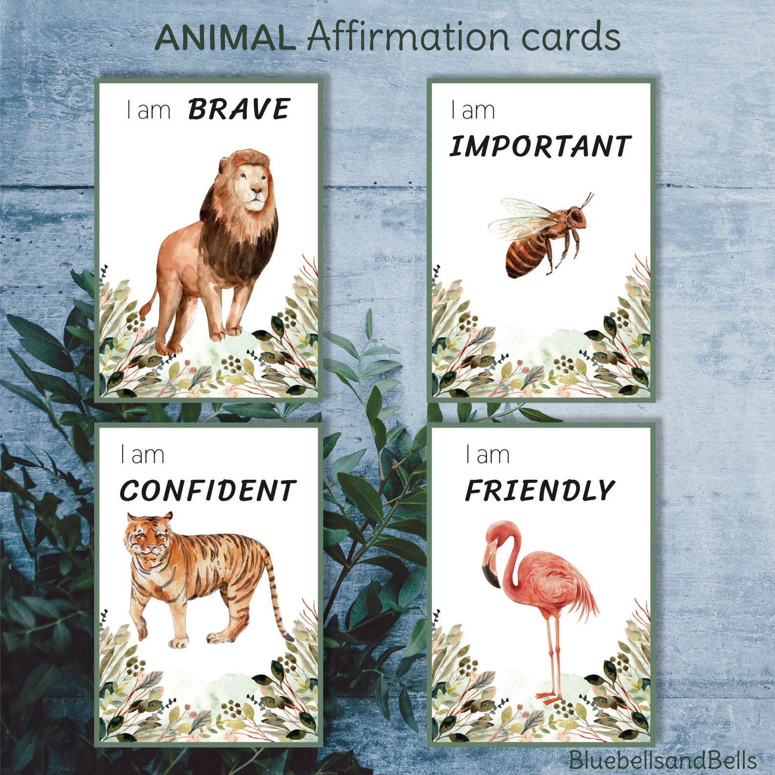 Animal Positive Affirmations Cards. Watercolor Kids Printable - Etsy