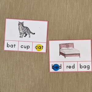 Montessori Printable Reading Clip Cards. Pink Series CVC Word Reading ...