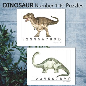Dinosaur Puzzle Number Sequence 1-10. Montessori Preschool - Etsy