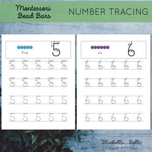 Montessori Bead Stair Number Tracing Worksheets. Kindergarten ...