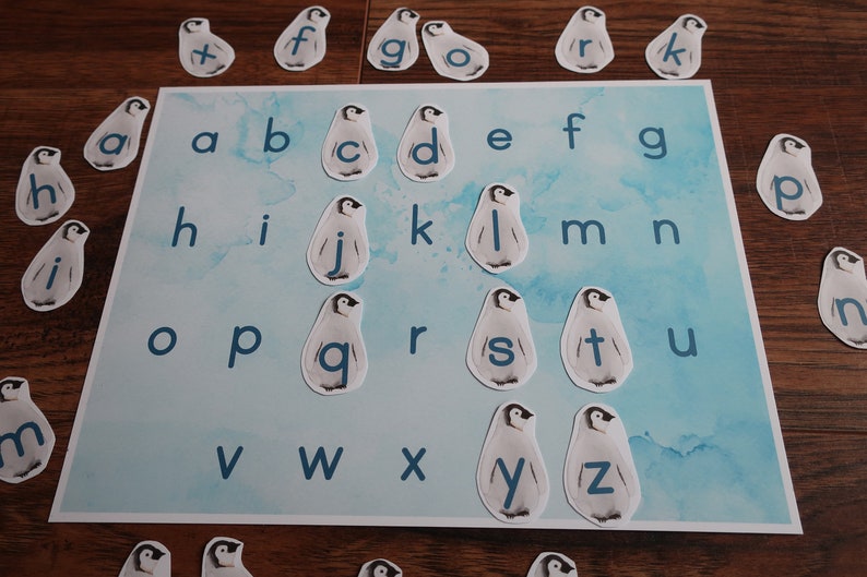 Penguin Printable Letter Matching. Montessori Winter Preschool Activity ...