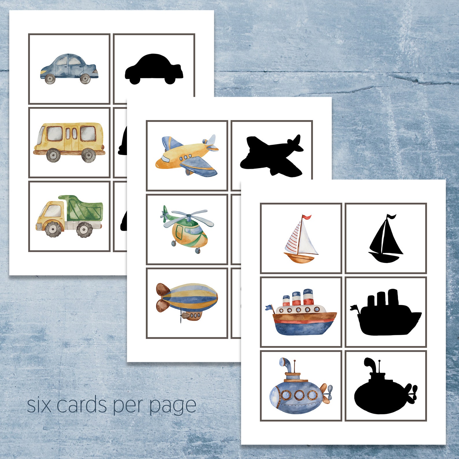 Vehicle Shadow Matching Cards. Montessori Toddler Printable. | Etsy Canada