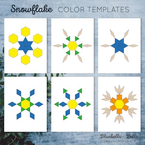 Snowflake Pattern Blocks Templates. Winter Preschool and Kindergarten ...