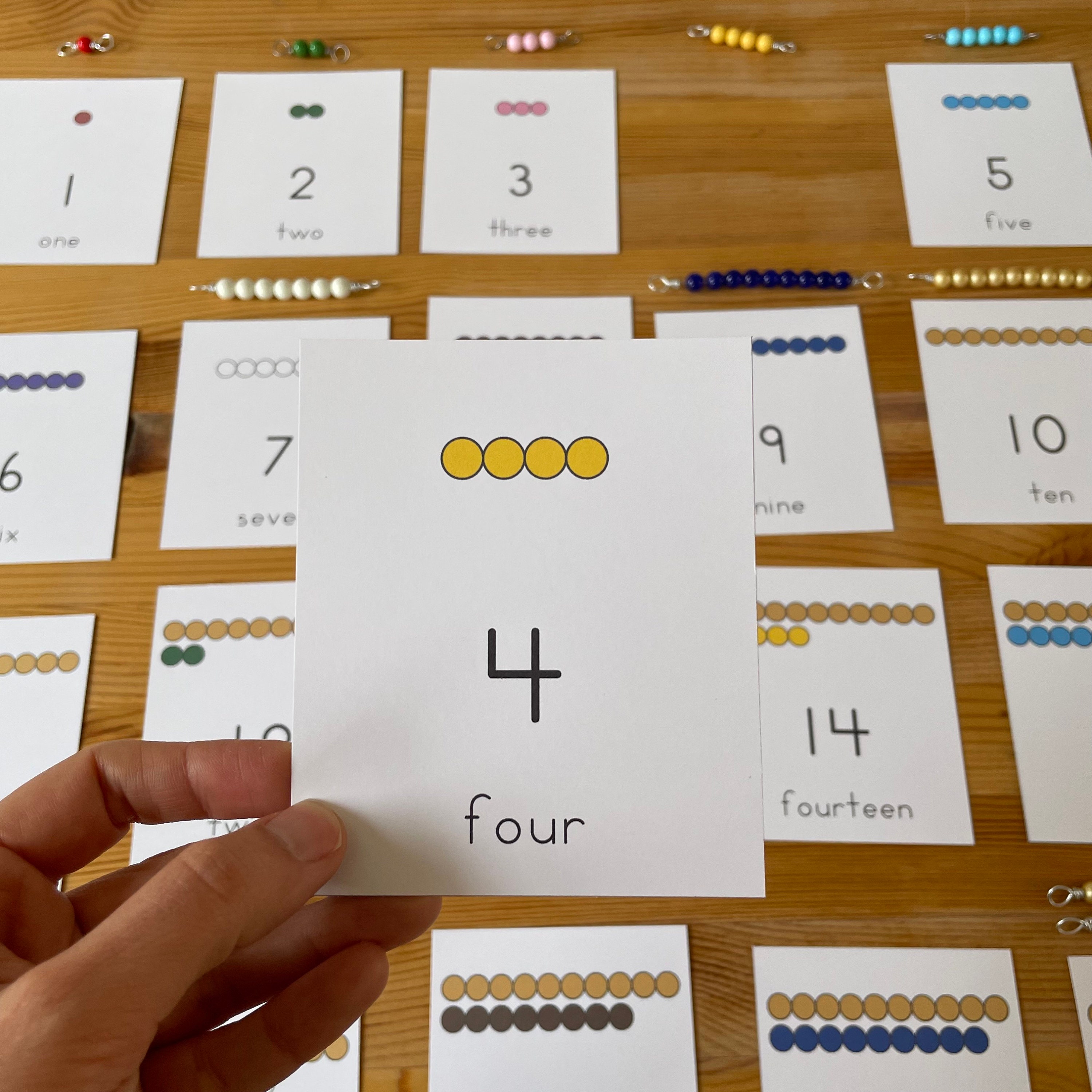 Montessori Beads Number Flash Cards. Math Preschool Printable Counting ...
