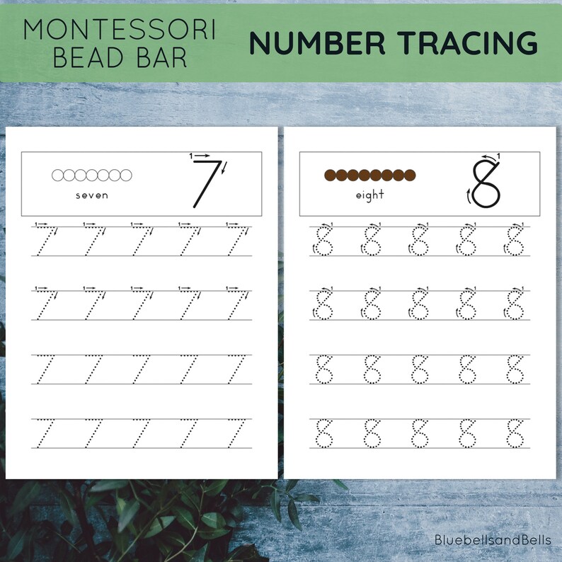 Montessori Bead Stair Number Tracing Worksheets. Kindergarten - Etsy