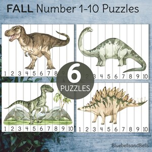 Dinosaur Puzzle Number Sequence 1-10. Montessori Preschool - Etsy