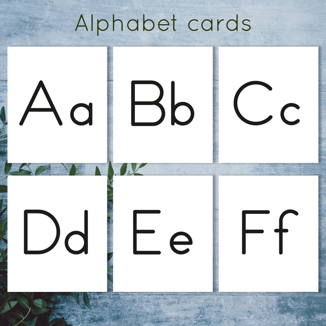 Printable Alphabet Cards. Simple Letter Flash Cards. ABC - Etsy